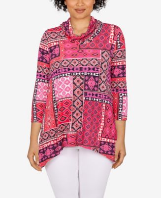 Ruby Rd. Petite Patchwork Cowl Neck Top - Macy's