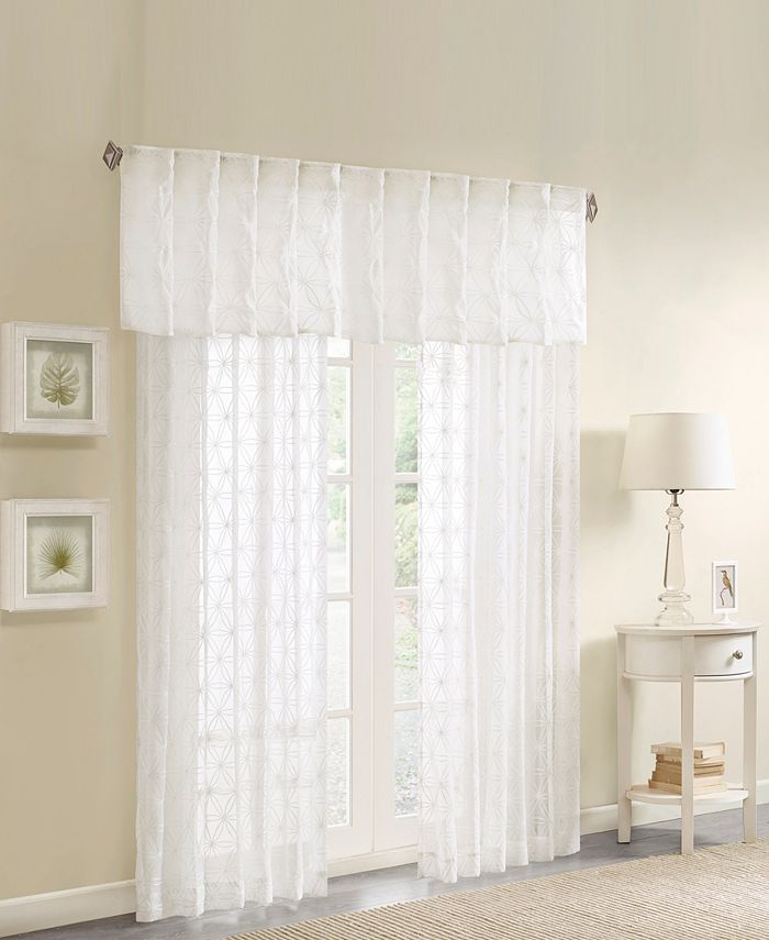 Madison Park Gemma Sheer Embroidered Window Valance - Macy's