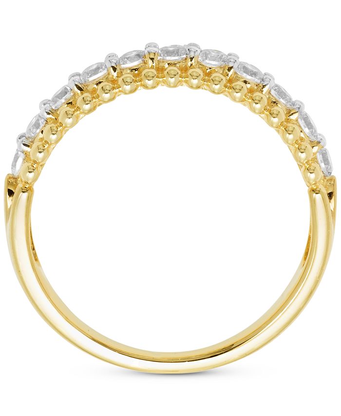 Macy's Diamond Beaded Edge Band (1/2 ct. t.w.) in 14k Gold - Macy's