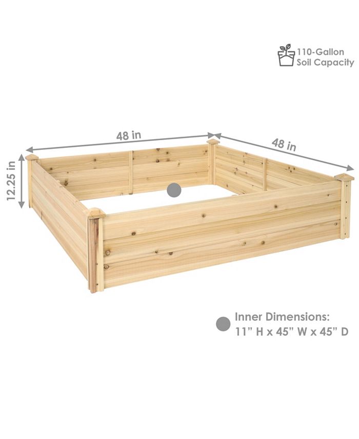 Sunnydaze Decor Wooden Fir Square Raised Garden Bed - 48 in - Natural ...