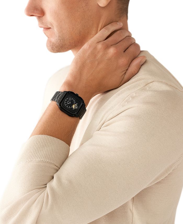 Fossil Men's Inscription Automatic Black Stainless Steel Bracelet Watch ...