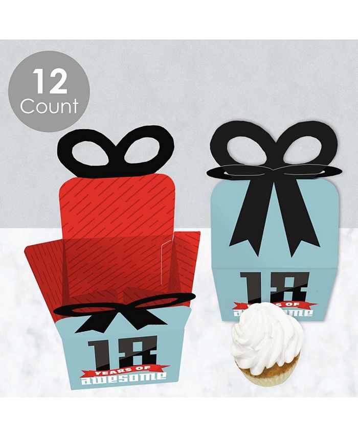 Big Dot of Happiness Boy 18th Birthday - Square Favor Gift Boxes ...
