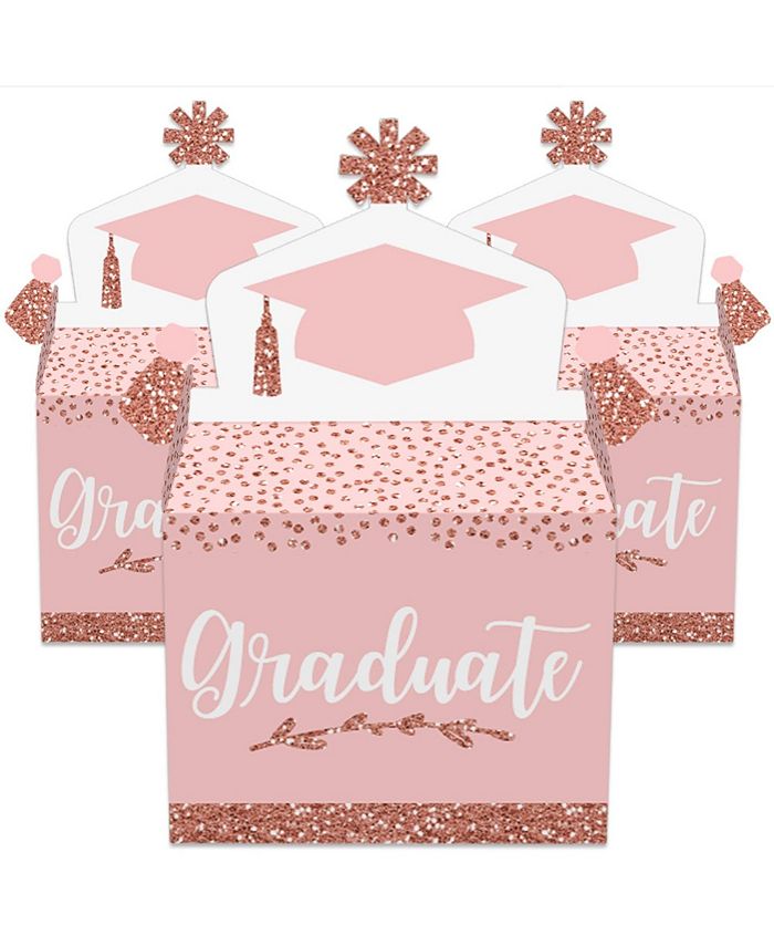 Big Dot of Happiness Rose Gold Grad - Treat Box Favors Graduation Party ...