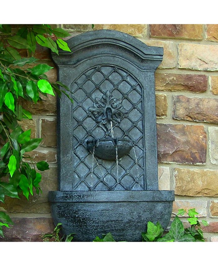 Sunnydaze Decor Rosette Leaf Polystone Outdoor Wall Fountain - Lead ...