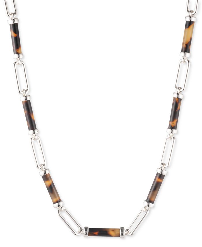 Lauren Ralph Lauren Silver-Tone Link & Tortoise-Look Barrel Collar ...