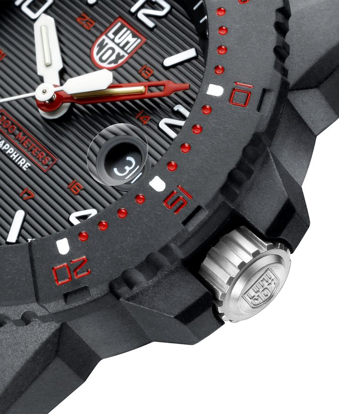 Luminox Men's Swiss Navy Seal Magnifying Glass Dive Black Rubber Strap ...