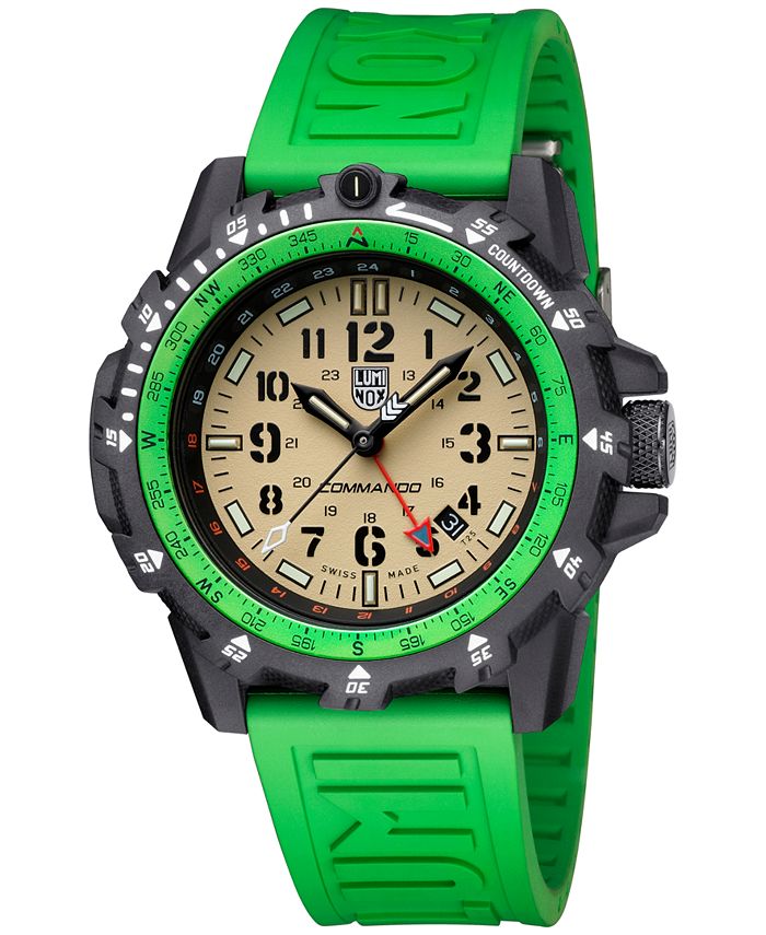 Luminox Men's Swiss Commando Raider Military GMT Green Rubber Strap ...