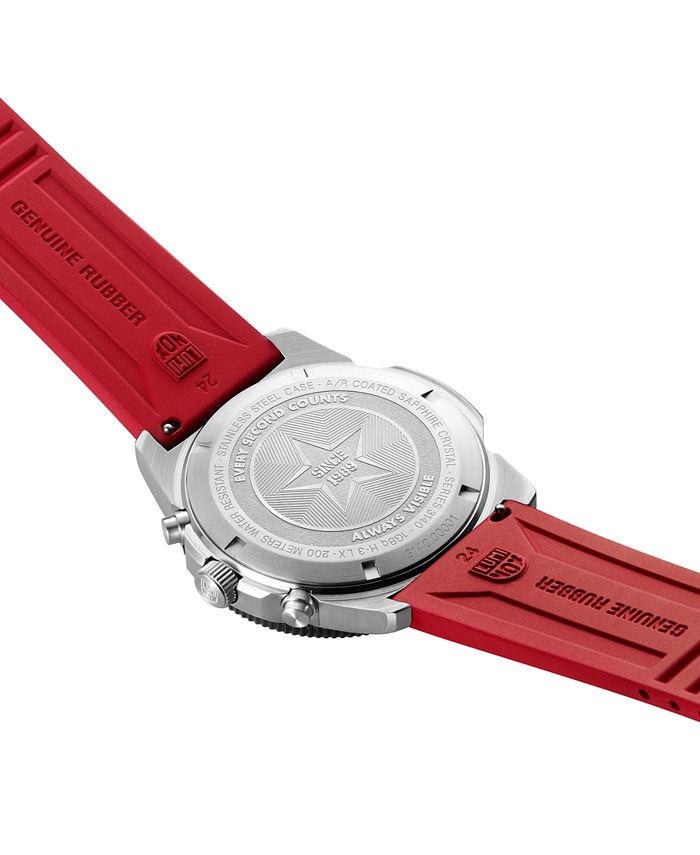 Luminox Men's Swiss Chronograph Pacific Diver Red Rubber Strap Watch ...