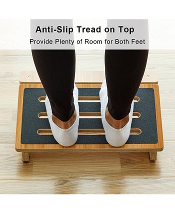 StrongTek Under Desk Footrest, Slanted Non-slip Wooden Step Stool For ...
