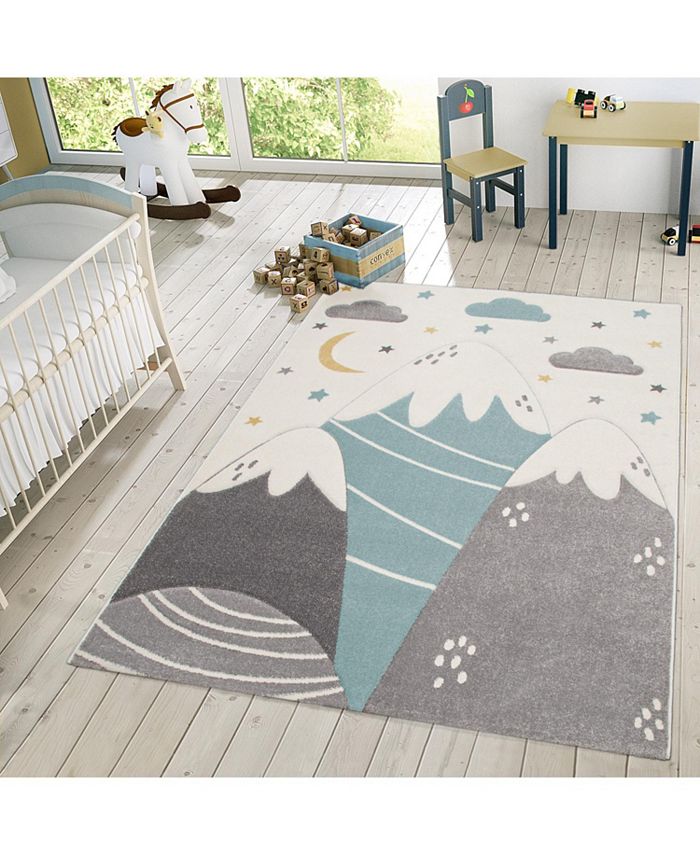 Paco Kids Rug Cosmo With Mountains And Stars For Nursery In Cream - 79 ...