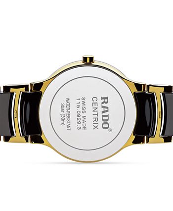 Rado Watch, Unisex Centrix Jubile Diamond Dial (1/10 ct. t.w.) Black ...