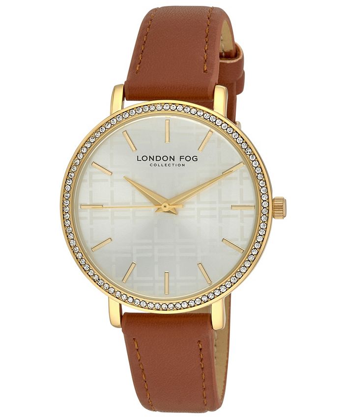 London Fog Women's Quartz Tan Polyurethane Strap Watch 35mm - Macy's