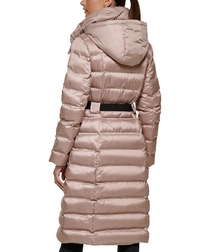 Kenneth Cole Women's Belted Hooded Puffer Coat & Reviews - Coats ...