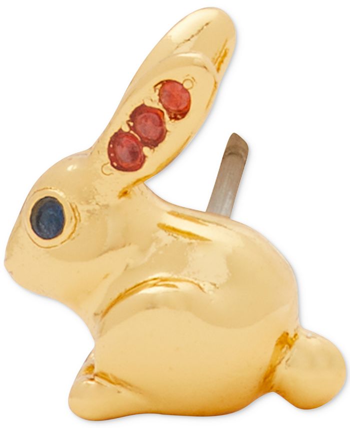kate spade new york Gold-Tone Color Pavé Rabbit Stud Earrings - Macy's
