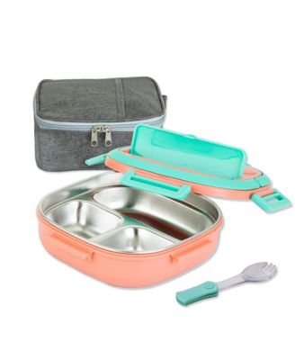 18OZ Compartment Lunch Box With Lunch Bag And Foldable Spoon, Pink - Macy's