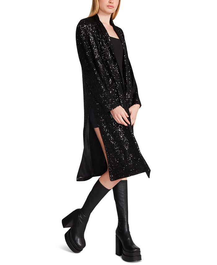 Steve Madden Women's Show Stopper Long Glitter Coat & Reviews ...