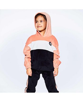 Deux par Deux Girl Colorblock Velvet Hooded Top - Toddler Child - Macy's