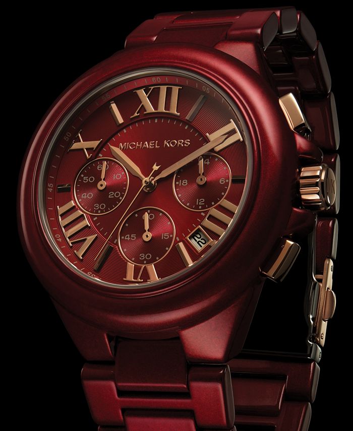 Michael Kors Women's Camille Chronograph Red Coated Stainless Steel ...