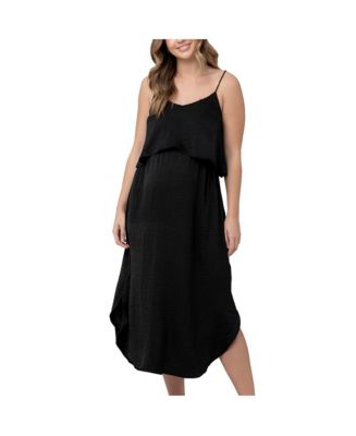 Ripe Maternity Maternity Nursing Slip Satin Dress Black - Macy's