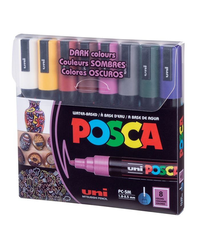 POSCA Paint Marker Medium 8 Piece Dark Color Set, 5 ml - Macy's