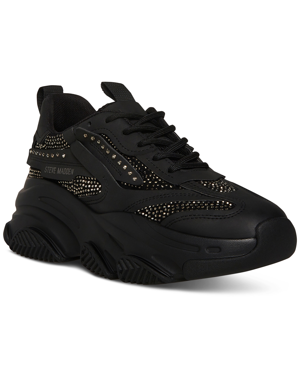 Steve Madden Women's Possession Rhinestone Chunky Lace-up Sneakers In ...