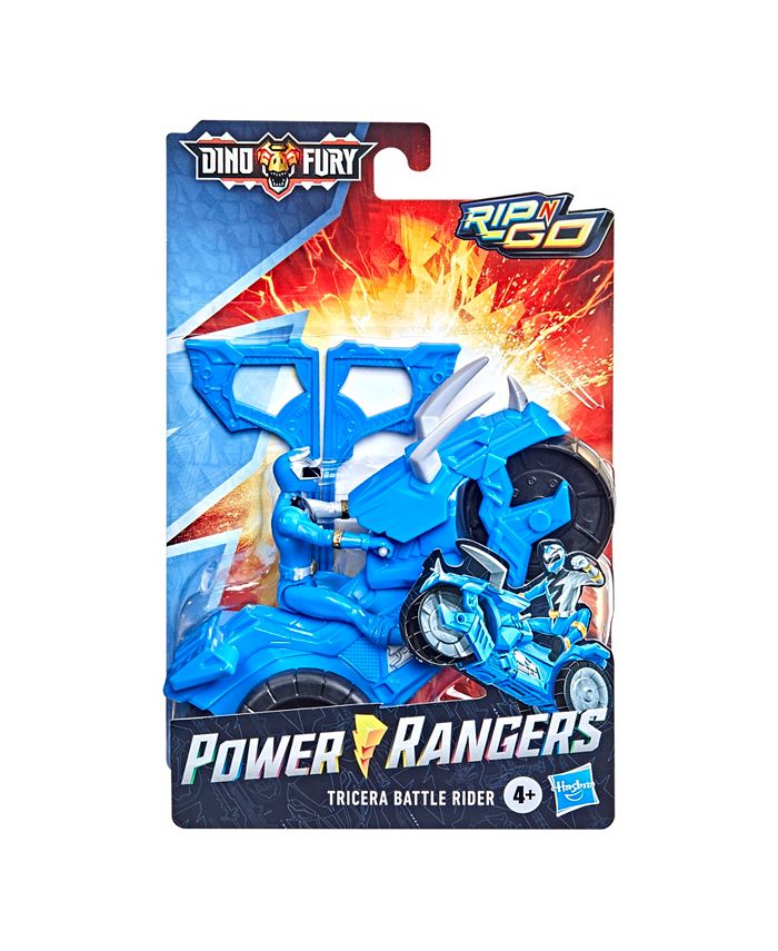Power Rangers Rip N Go Tricera Battle Rider and Dino Fury Blue Ranger ...