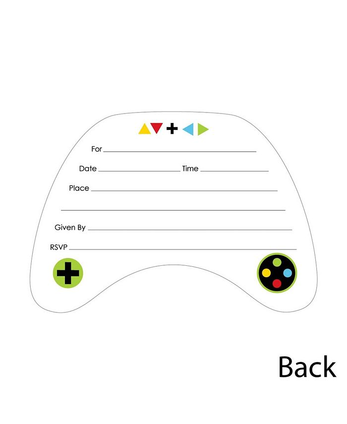 Big Dot of Happiness Game Zone - Shaped Gaming Fill-in Invitations with ...