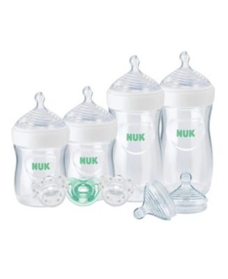 NUK Simply Natural 9 piece Baby Bottles with SafeTemp Gift Set - White ...