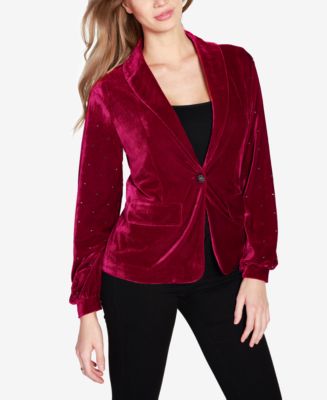Belldini Black Label Women's Embellished Velvet Blazer Jacket - Macy's