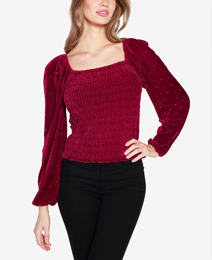 Belldini Black Label Women's Velvet Embellished Top - Macy's