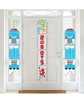Big Dot of Happiness Gear Up Robots - Hanging Vertical Paper Door ...