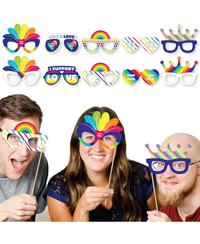 Big Dot of Happiness Love is Love - Pride Glasses Paper Rainbow Photo ...
