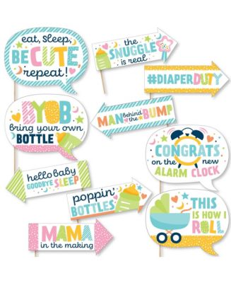 Funny Colorful Baby Shower - Gender Neutral Party Photo Booth Props Kit ...