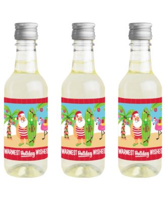 Tropical Christmas Mini Wine Bottle Label Stickers Party Favor Gift 16 ...