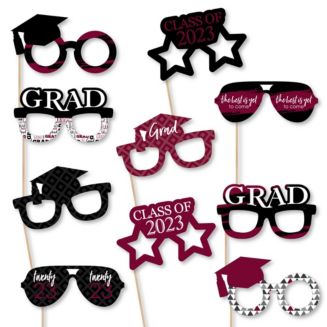 Maroon Grad Glasses - Best is Yet to Come 2023 Paper Photo Booth Props ...