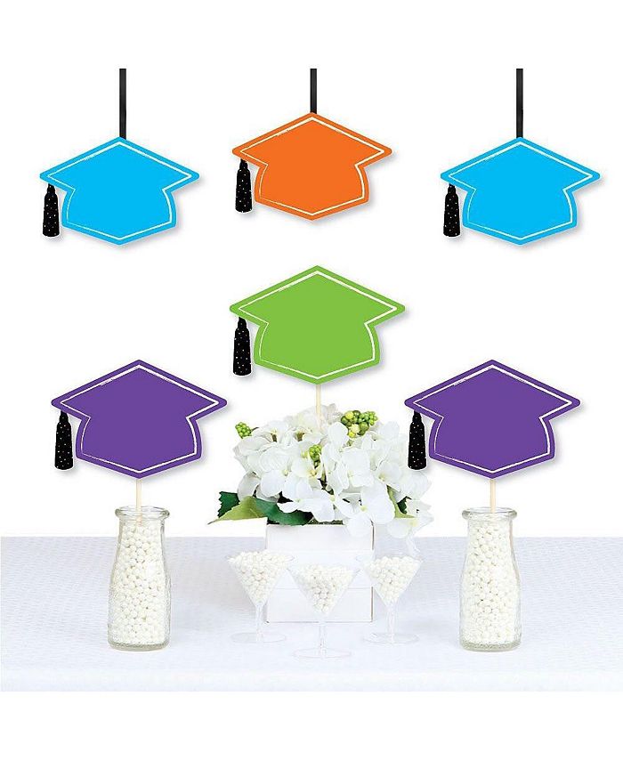 Big Dot of Happiness Hats Off Grad - Grad Cap Decorations DIY ...