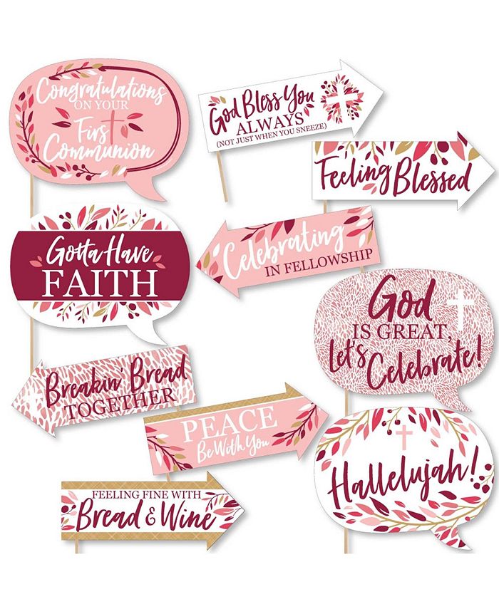 Big Dot of Happiness Funny First Communion Pink Elegant Cross ...