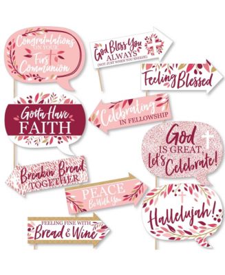 Big Dot of Happiness Funny First Communion Pink Elegant Cross ...