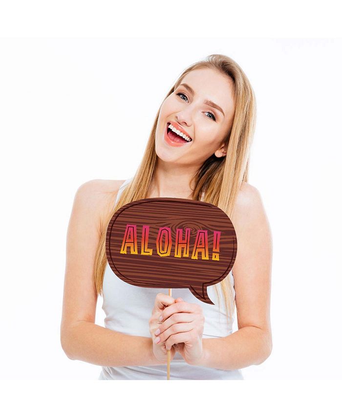 Big Dot of Happiness Tiki Luau - Tropical Hawaiian Summer Party Photo Booth Props Kit - 20 Count ...