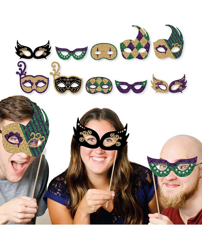 Big Dot of Happiness Mardi Gras Masks & Glasses - Paper Card Stock ...