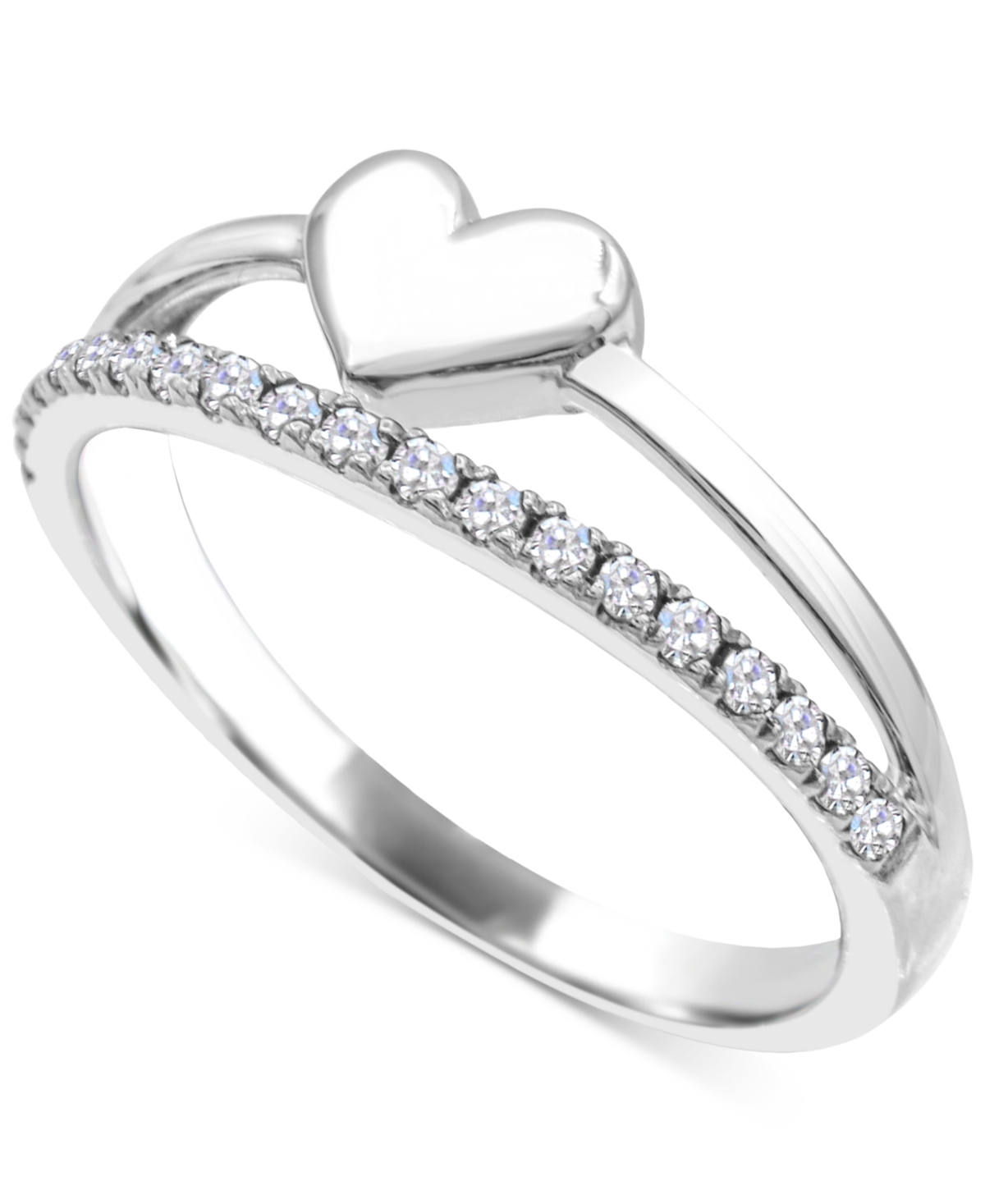 Click here for White Topaz & Polished Heart Split Shank Ring (1/4... prices