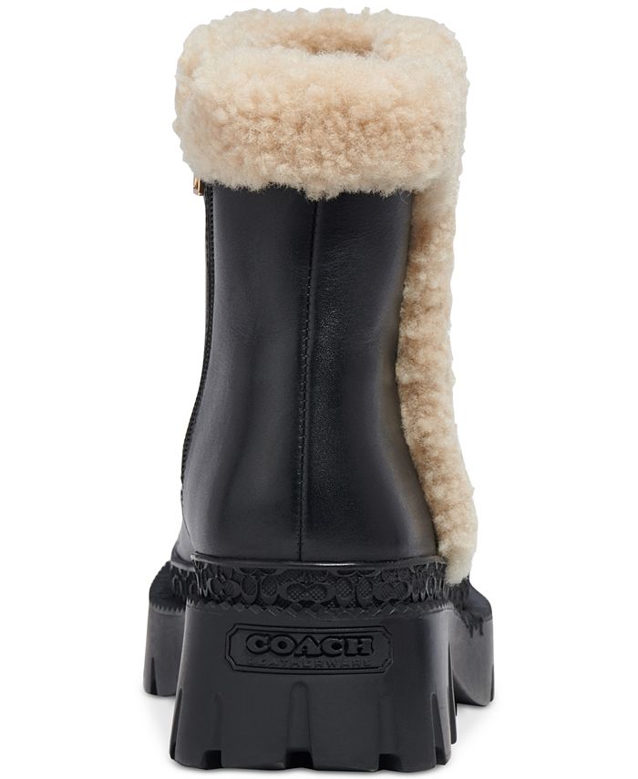 COACH Women's Jane Leather Lug-Sole Cozy Cold-Weather Booties - Macy's