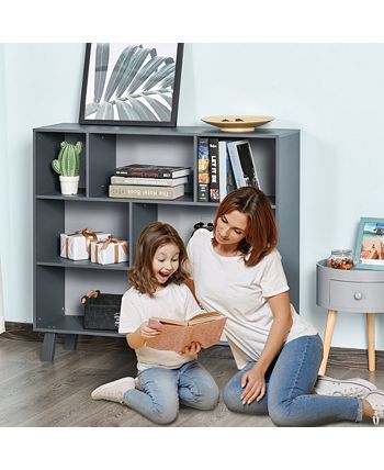 HOMCOM 3-Tier Bookcase Open Shelves Home Storage Furniture with Drawers ...