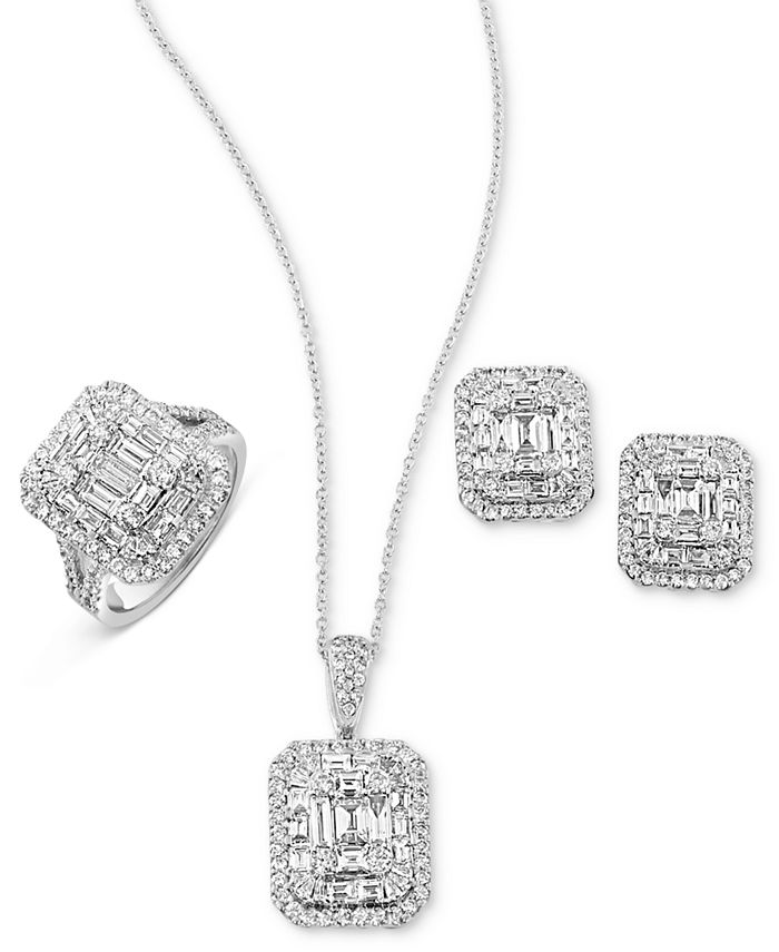 EFFY Collection EFFY® Diamond Cluster Ring, Necklace, & Earring ...