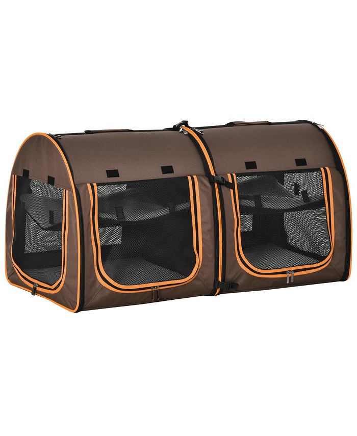 PawHut Large Portable Double Pet Carrier Kennel Bag Oxford Travel Car ...