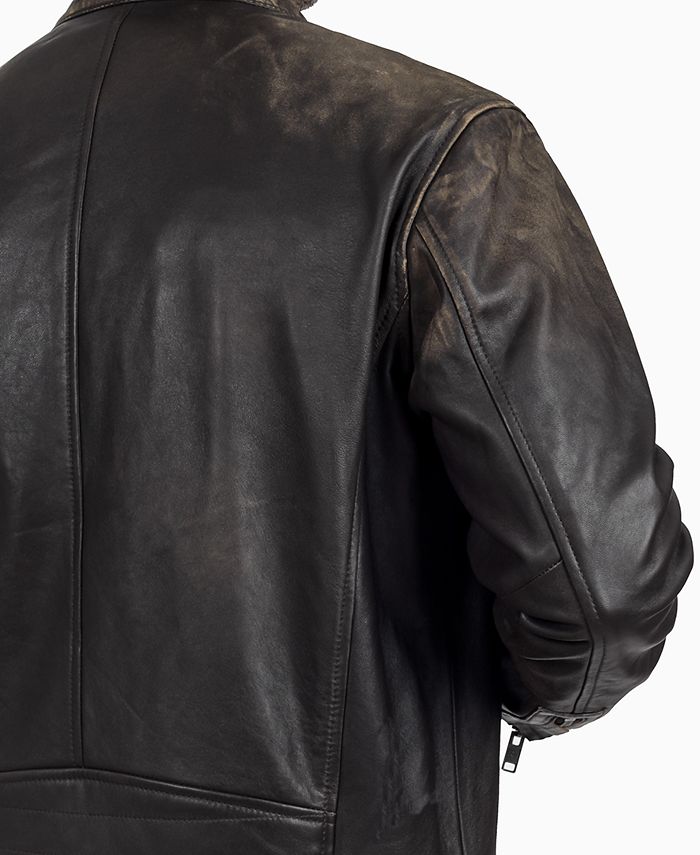 Frye Men's Vintage Two-Tone Leather Café Racer Jacket - Macy's