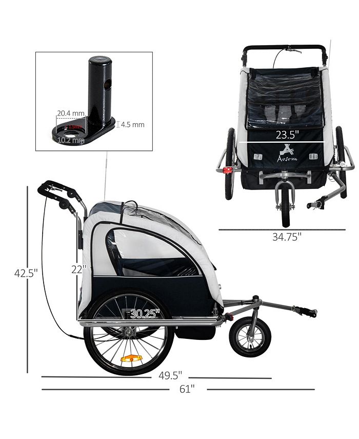 Aosom Elite Child/ Pet Three-Wheel Bicycle Cargo Trailer White - Macy's