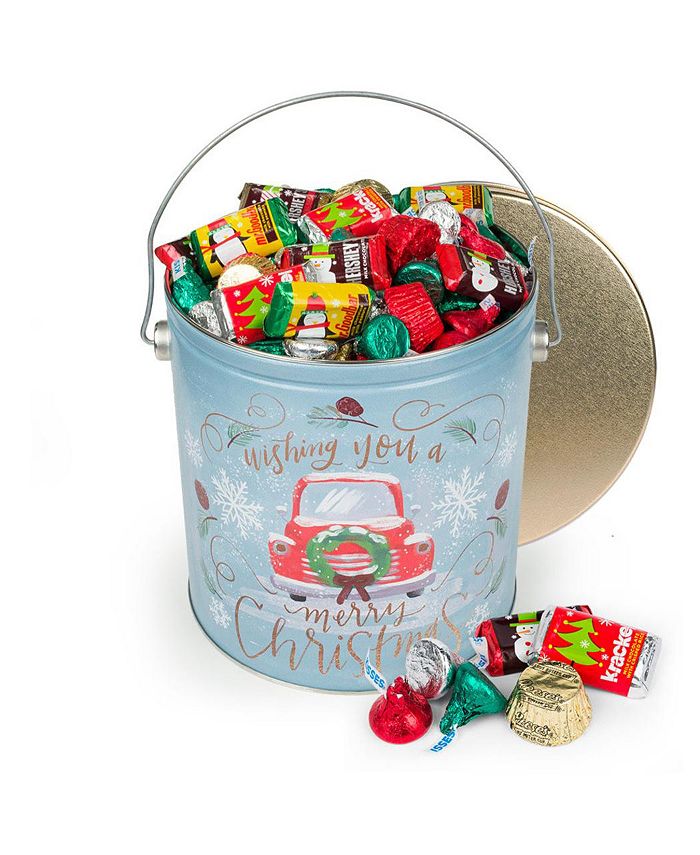 Just Candy 255 pcs Christmas Gift Tin with Hershey's Holiday Chocolate ...