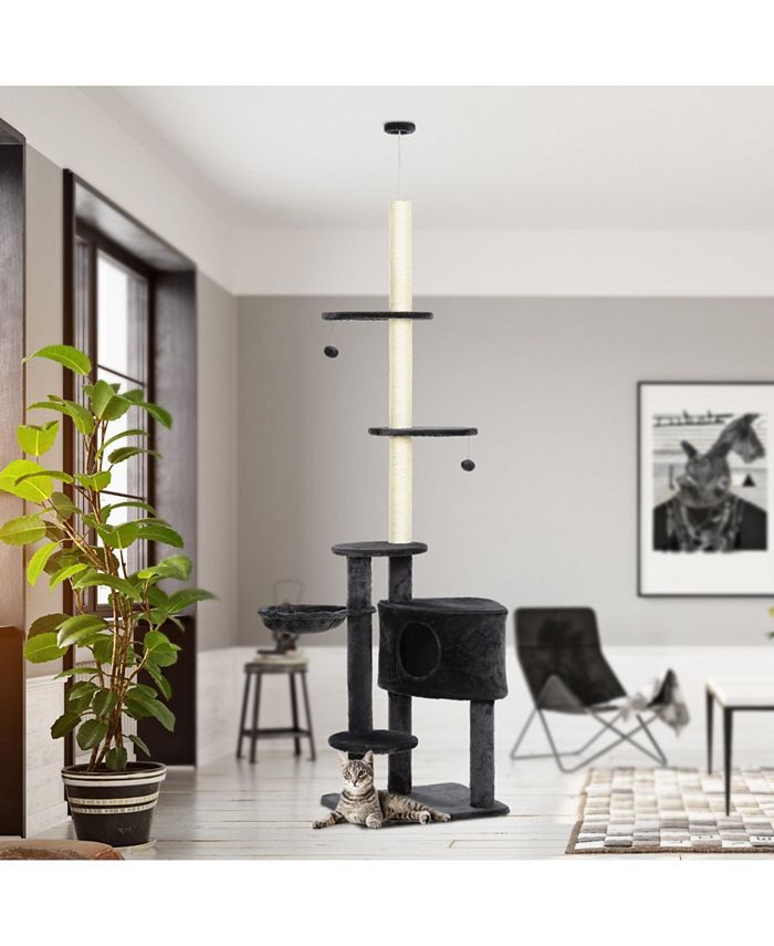 PawHut Cat Tree Stand House Hammock Pet Kitten Activity Tower Play 5 ...