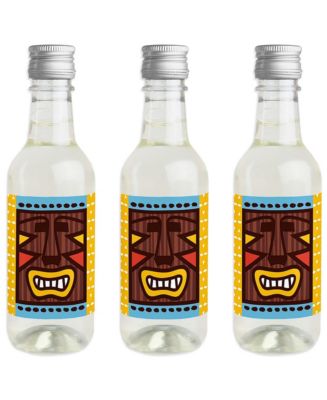 Tiki Luau - Mini Wine Bottle Label Stickers - Tropical Party Favor Gift ...